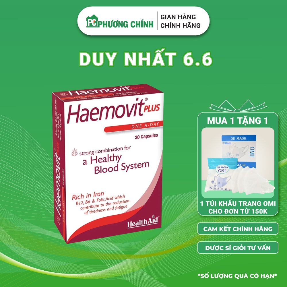 Viên Sắt HealthAid Haemovit Plus Bổ Sung Sắt, Acid Folic Giúp Giảm Nguy ...