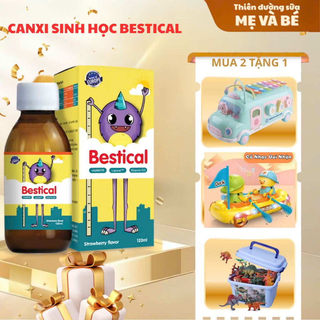 Combo 2 lọ canxi sinh học bestical 120ml giúp bổ sung canxi vitamin d3 k2 cho bé phát triển ...
