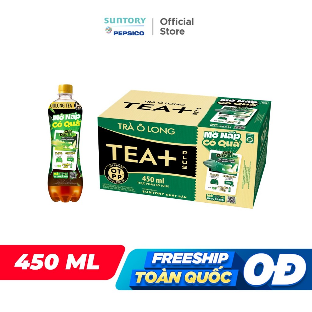 [6.6-VC ĐẾN 20%] [LIVESTREAM] Thùng 24 Chai Trà Ô long Tea+ (450ml ...