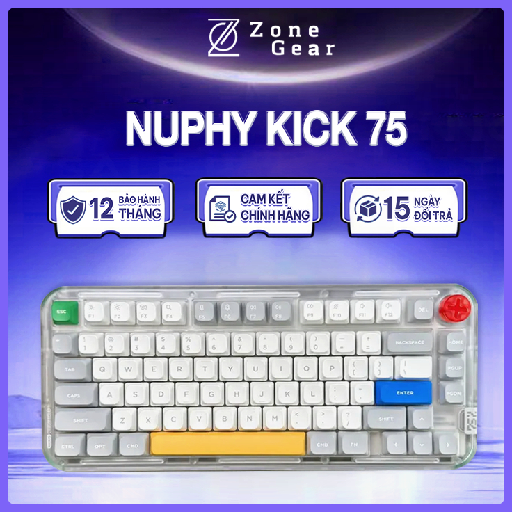 Bàn phím cơ NuPhy Kick75 – Layout 75%, Gasket Mount, LED RGB, Kết nối 3 ...