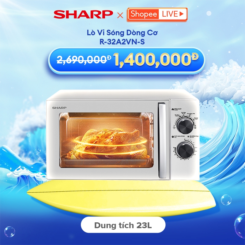 [Sharpx Shopee Live] Lò vi sóng cơ Sharp R-32A2VN-S (23 lít), BH 12 tháng | Shopee Việt Nam