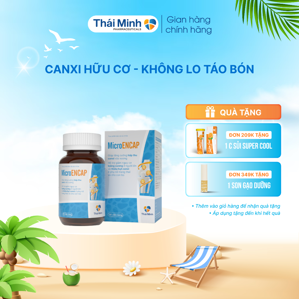 Canxi nano MicroEncap Thái Minh - Bổ sung Calci, Vitamin D3, K2 - Hỗ trợ giảm nguy cơ loãng ...