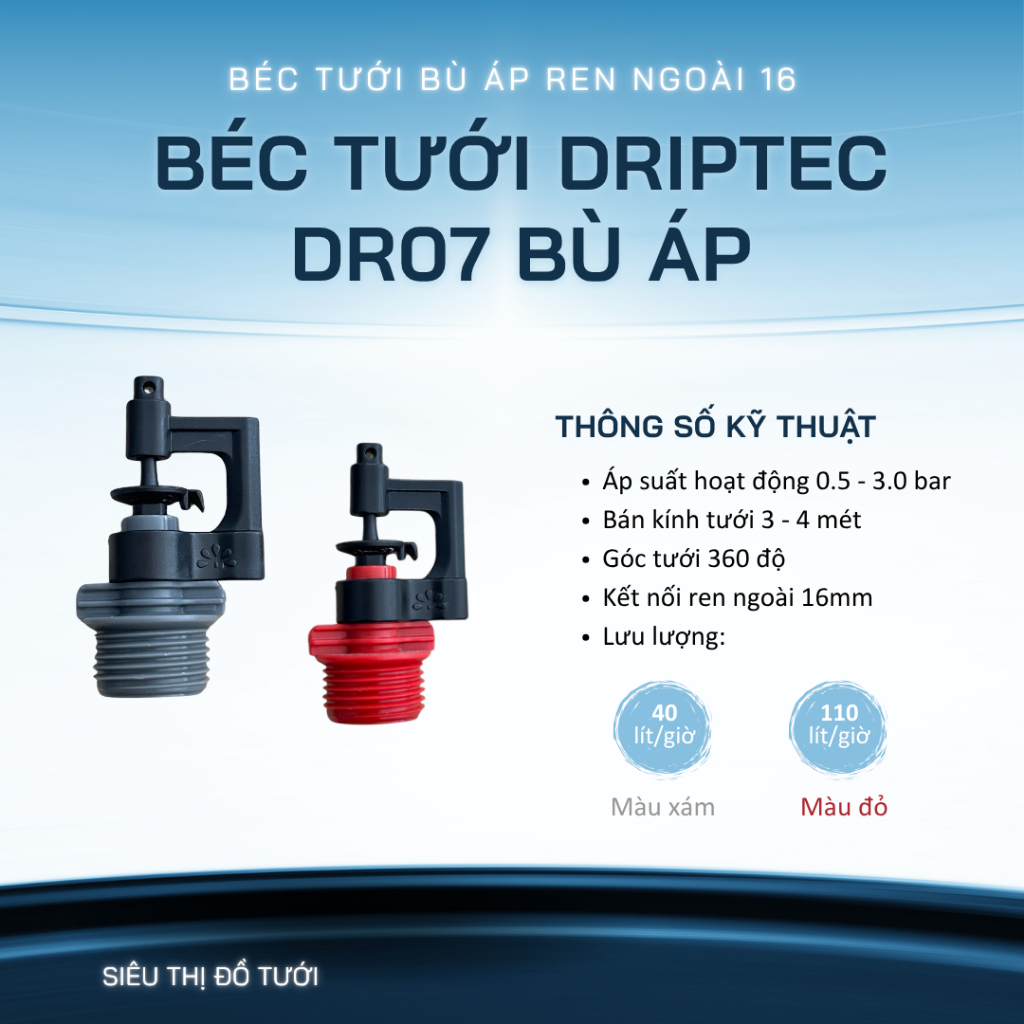 Béc tưới phun mưa Driptec DR07| Tưới Đều, Phun Mưa Mịn, Có & Không Bù Áp, Giá Tốt | Shopee Việt Nam