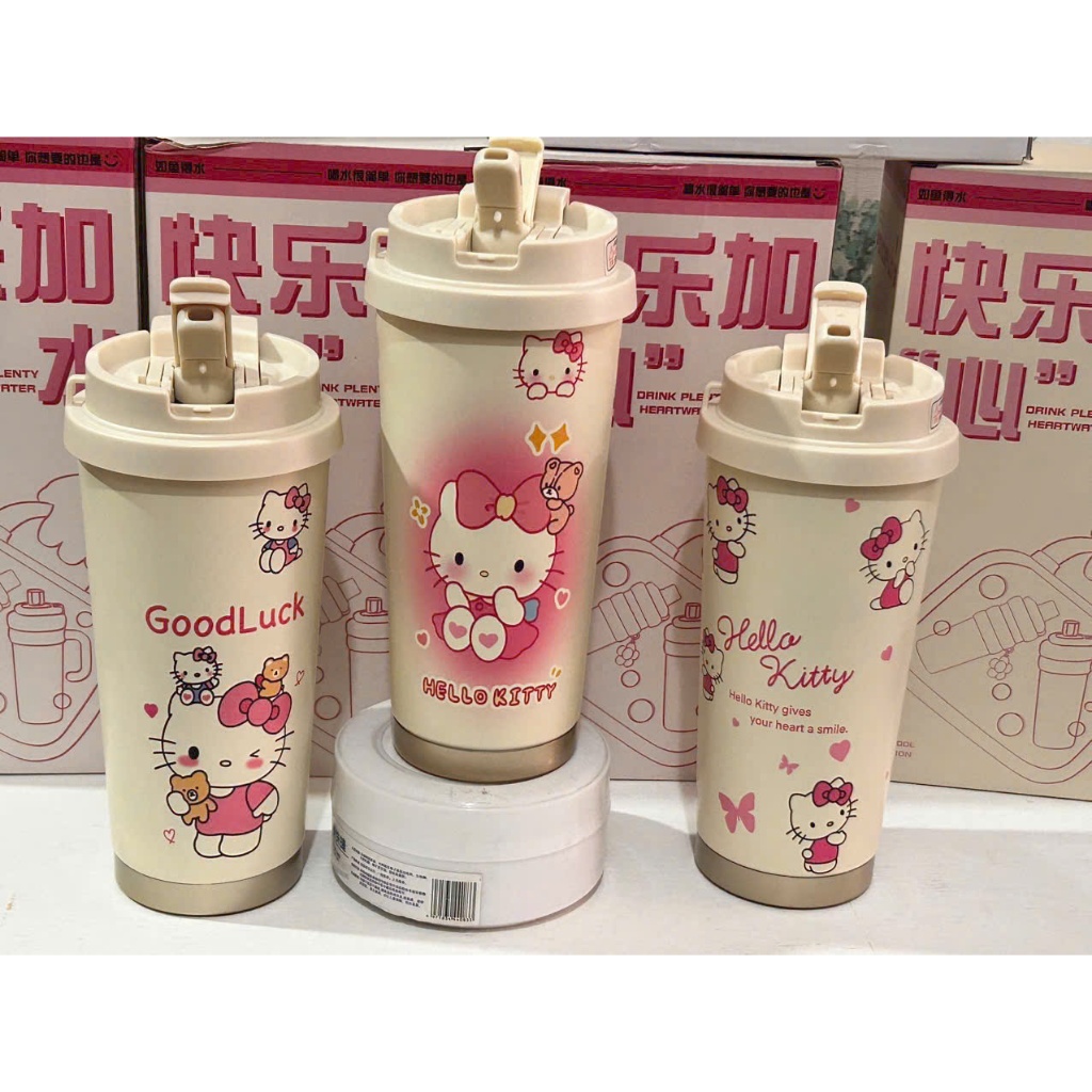 Bình Nước Bằng Thép Không Gỉ Hello Kitty 500ml (đi kèm ống hút và dây đeo tay) | Shopee Việt Nam