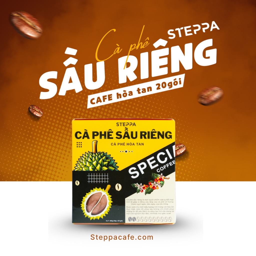 Cà phê Sầu Riêng Steppa - Cà phê hoà tan Hộp 20 gói | Shopee Việt Nam