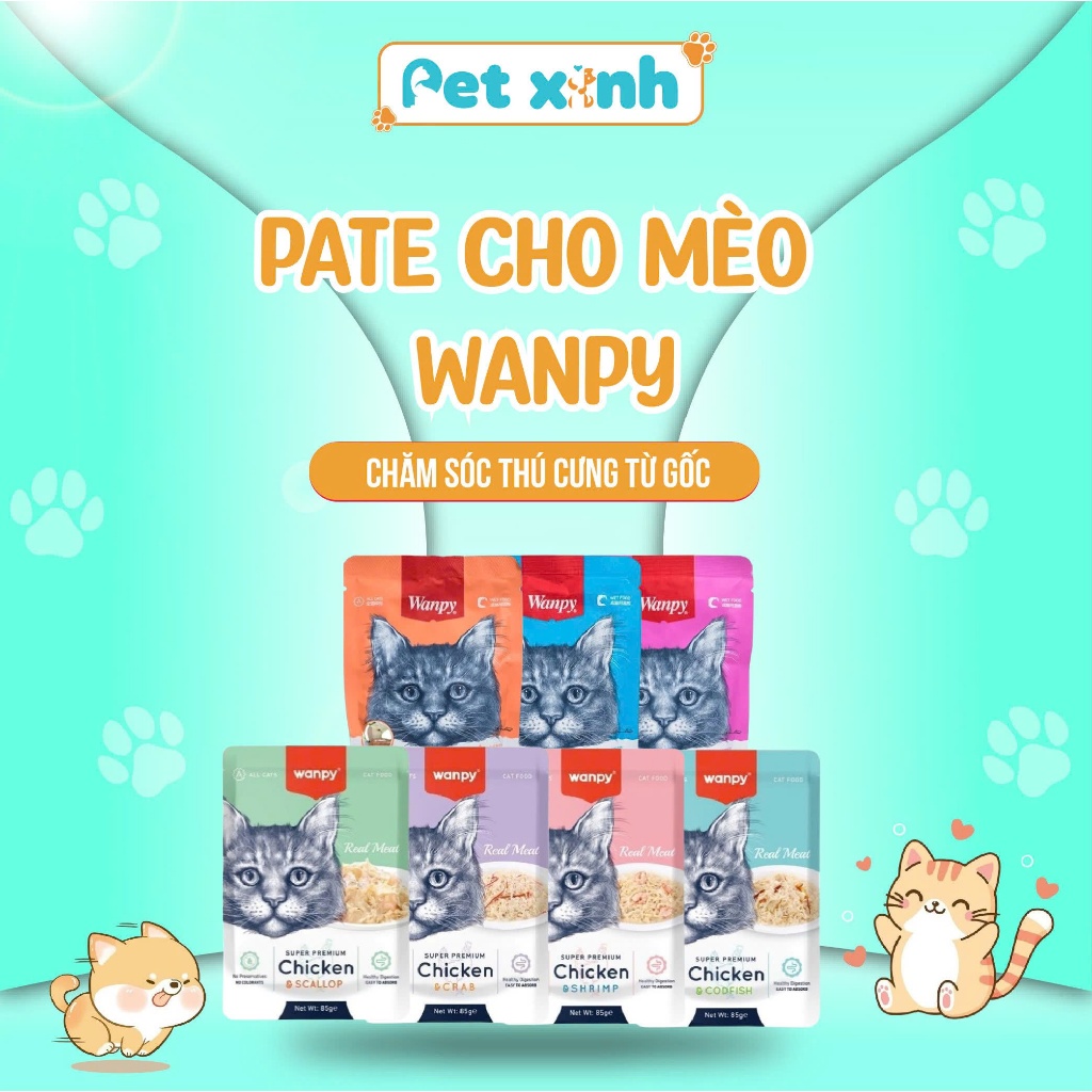 Pate cho mèo Wanpy Happy 80g đủ vị - thức ăn cho mèo Pate mèo bổ sung ...