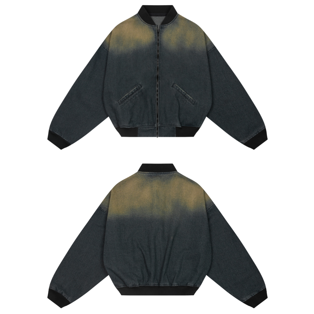 Áo Khoác Bomber Jeans Haven Studio Form Rộng Vải Jean Wash Nam Nữ Phong ...