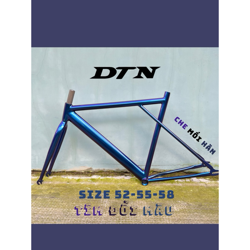 (Che mối hàn) Khung Xe đạp Fixedgear DTN - Tím đổi màu - dáng Low ...