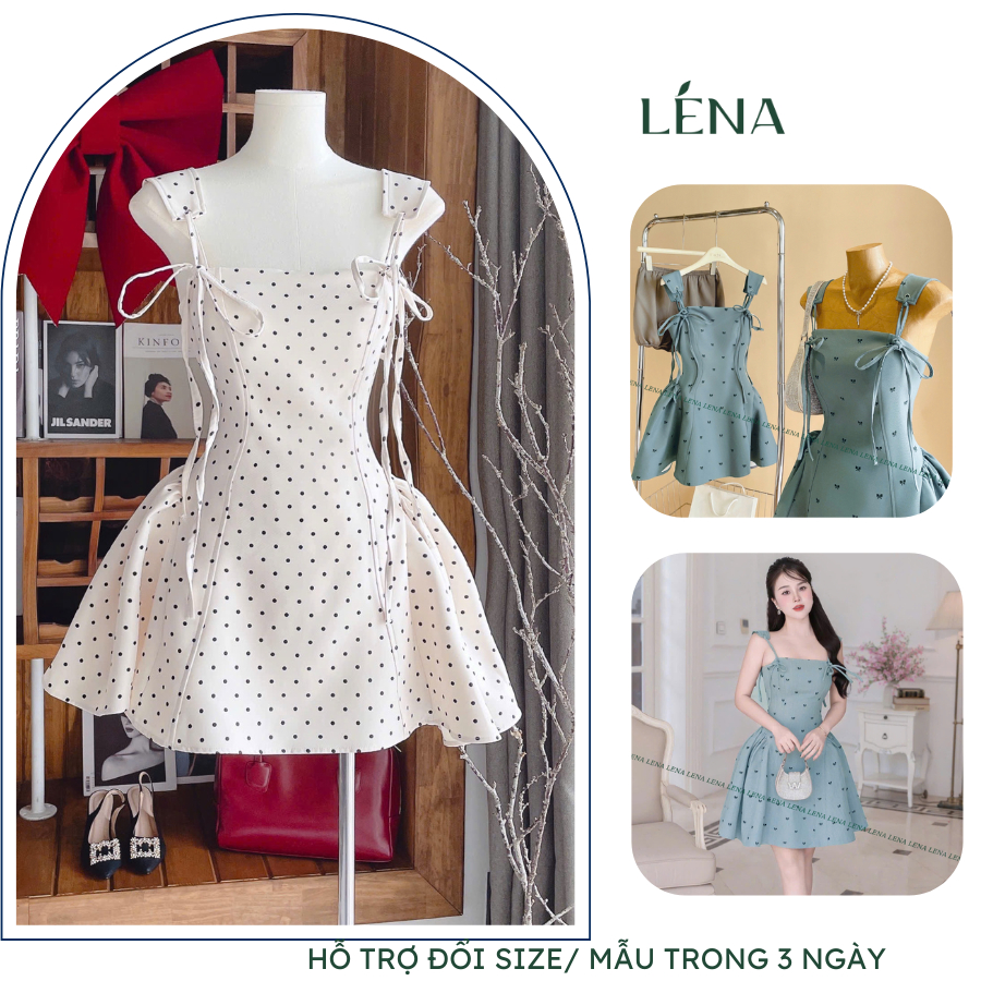 (CÓ BIGSIZE) Váy 2 dây xòe -Đầm 2 dây LENA dáng xòe dạo phố trẻ trung ...