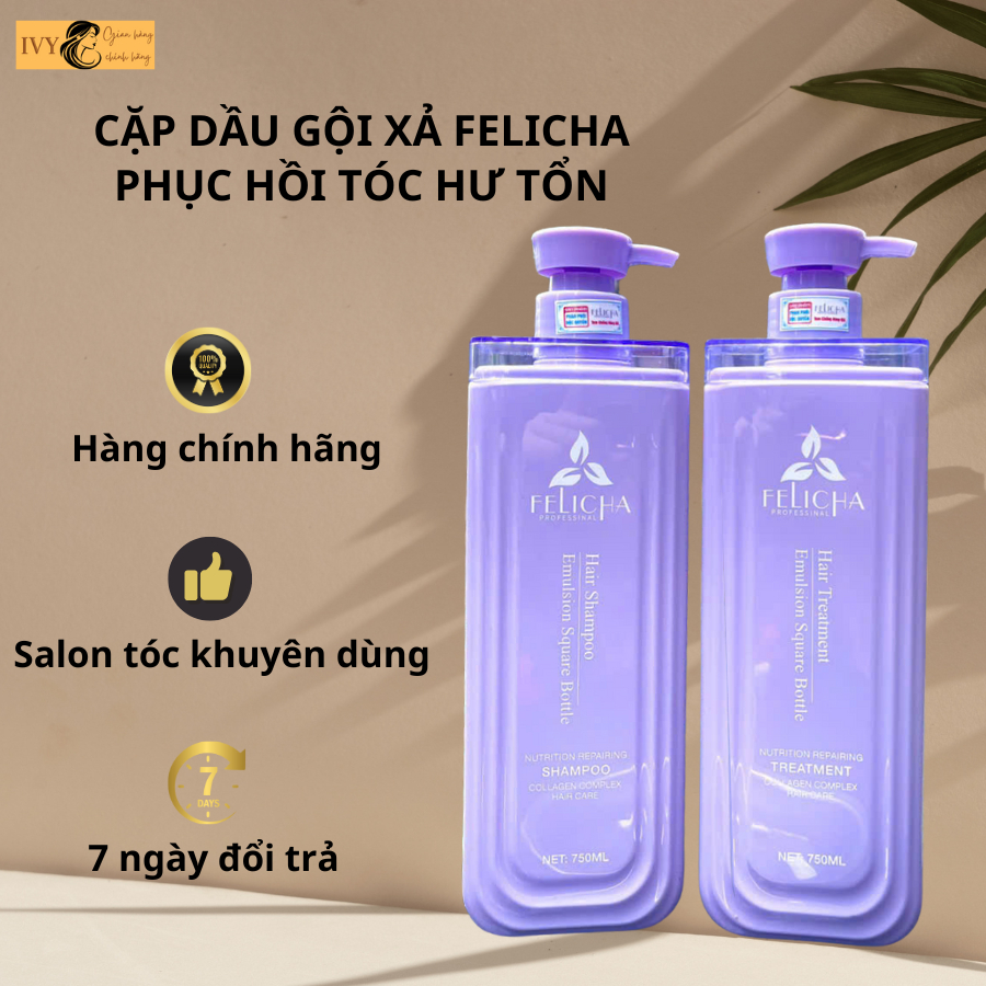 CẶP GỘI XẢ FELICHA TÍM 750ML PHỤC HỒI TÓC HƯ TỔN | Shopee Việt Nam