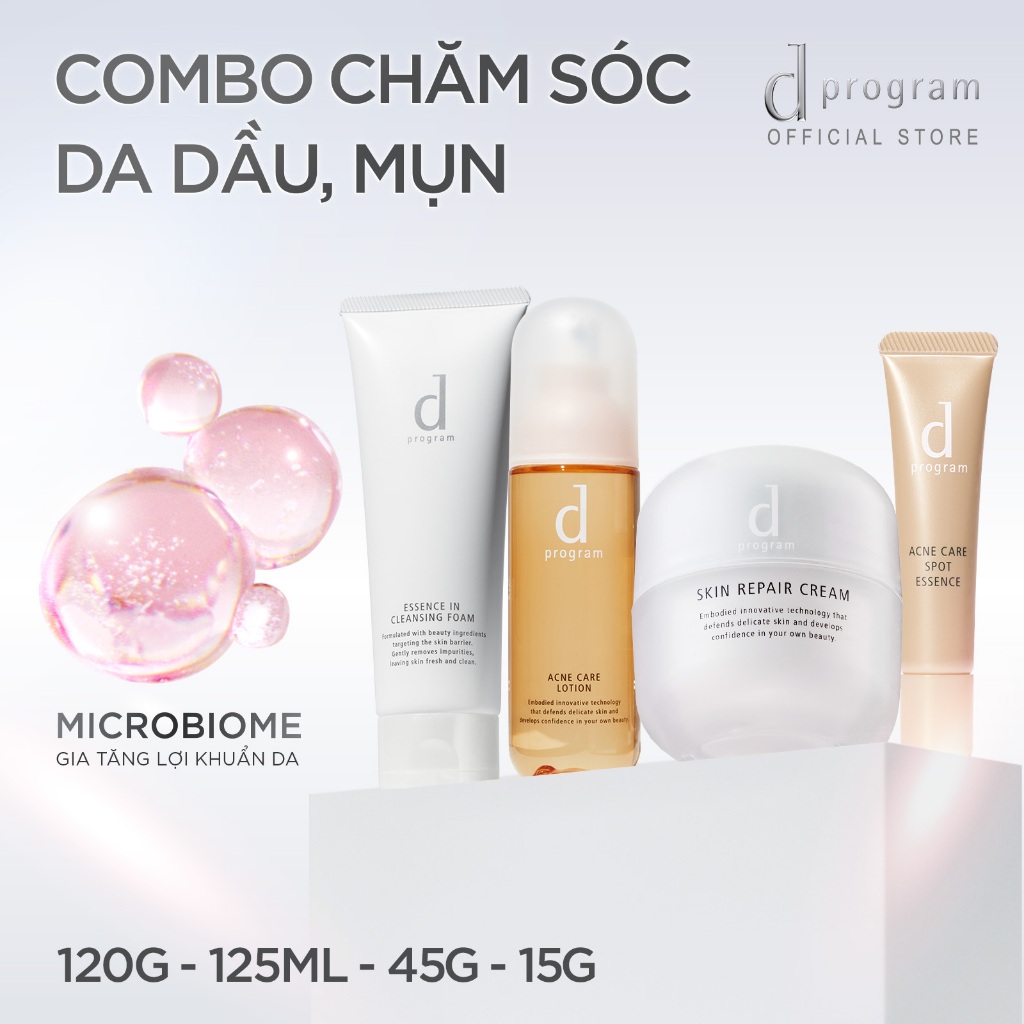 Combo chăm sóc da mụn d Program Cleansing Foam 120g + Acne Lotion 125ml + Skin Repair Cream 45g ...