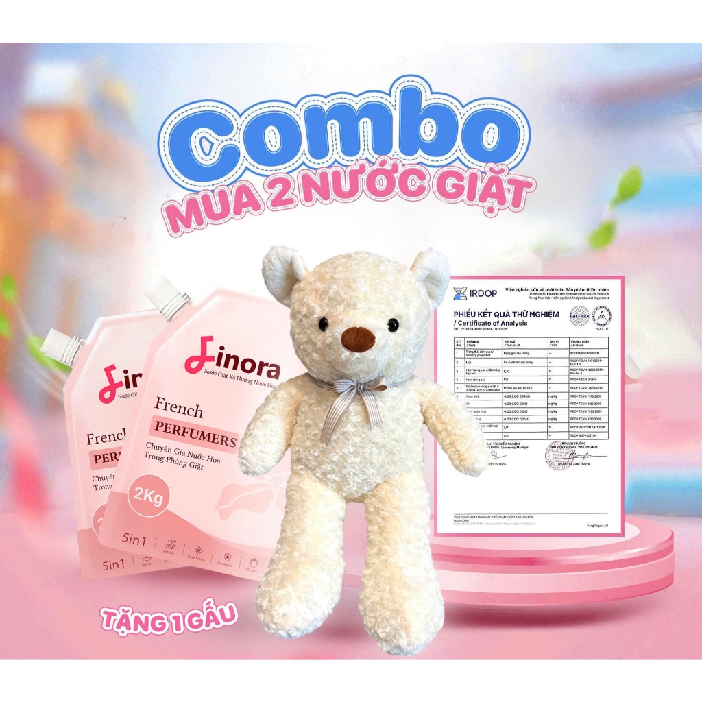 Combo 2 Nước Giặt Xả Finora + Tặng 1 Gấu Màu Ngẫu Nhiên Lưu Hương Lâu ...