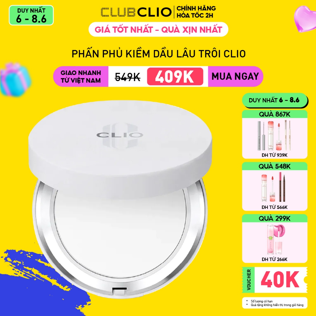 [DUY NHẤT 7-8.6]Phấn Phủ Nén Kiềm Dầu Clio Stay Perfect Finish Pact 8G ...