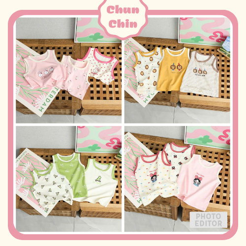 A032 Chun Chin | Combo 3 Áo Ba Lỗ Cotton Hoạ Tiết Cho Bé 9-20kg ...