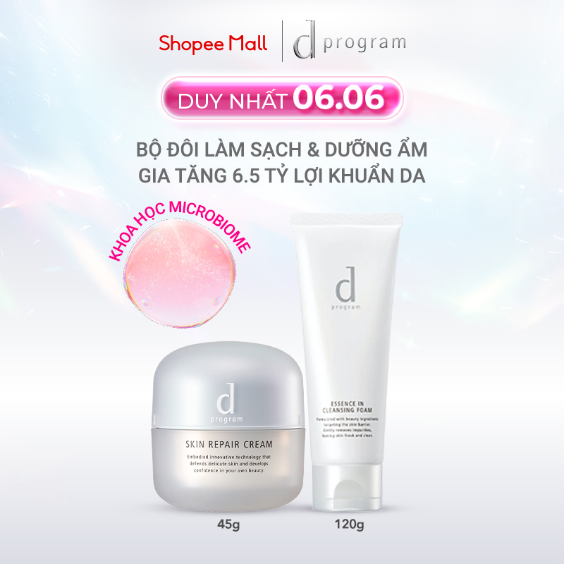 Combo làm sạch và dưỡng ẩm d Program Cleansing Foam 120g + Skin Repair Cream 45g | Shopee Việt Nam