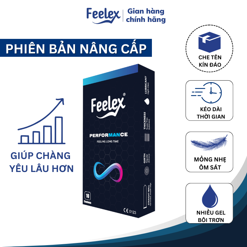 Bao cao su Feelex kéo dài thời gian, siêu mỏng, gân gai, nhiều gel bôi ...
