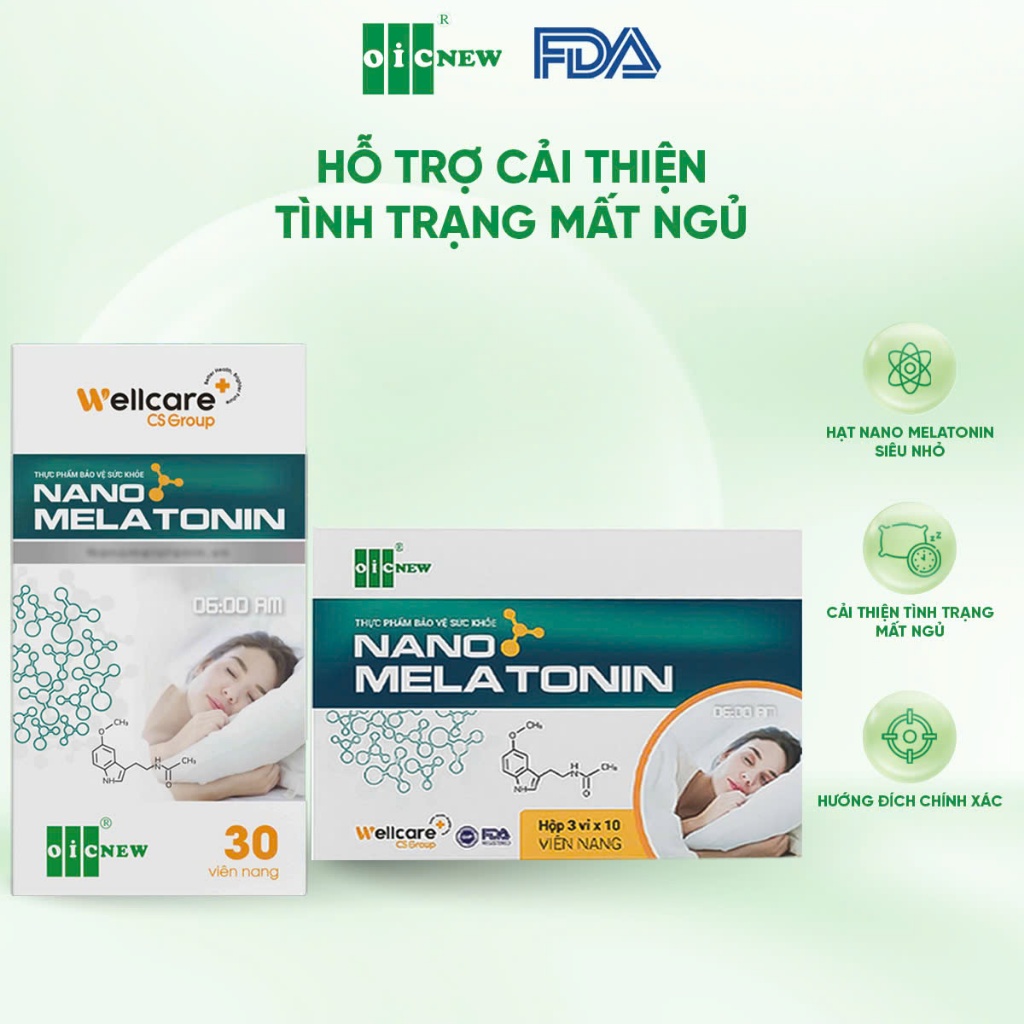 OIC NEW Nano Melatonin Hỗ Trợ Cải Thiện Tình Trạng Mất Ngủ, Hộp 30 Viên ...
