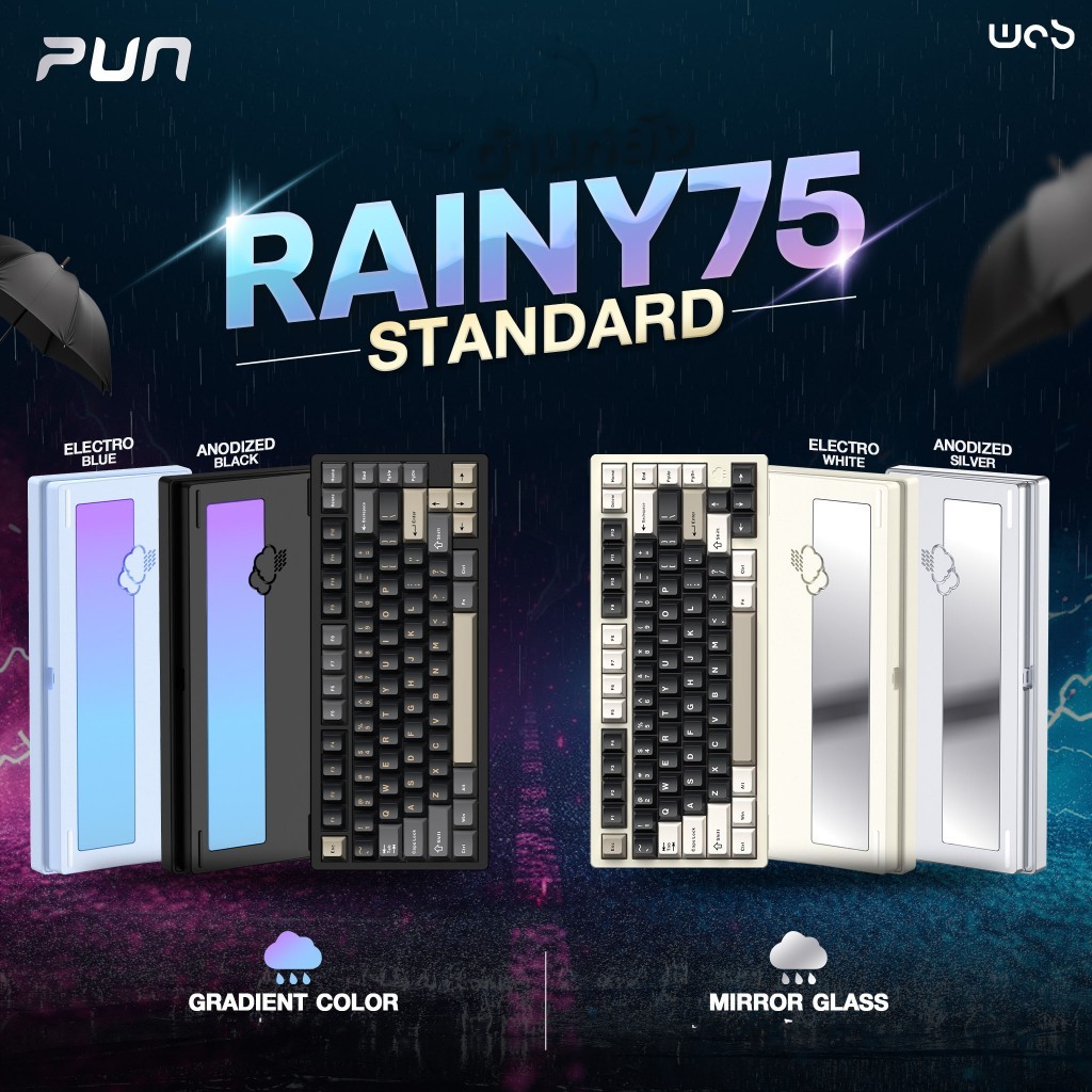 Rainy 75 Chính Hãng - Bàn phím cơ custom Rainy75 full nhôm CNC, 3 mode ...