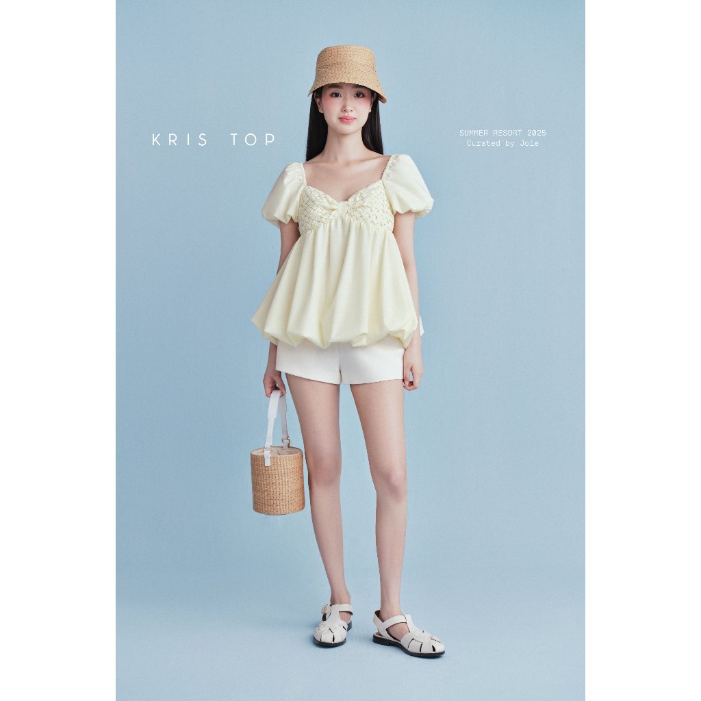 JOIE DES ROSES - Set áo babydoll nơ ngực tay bồng KRIS Top và quần ...