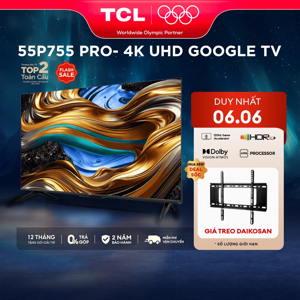[Shopee - Lắp đặt 0Đ HN HCM] Google Tivi TCL 4K 120Hz 55P755 PRO TV 55 ...