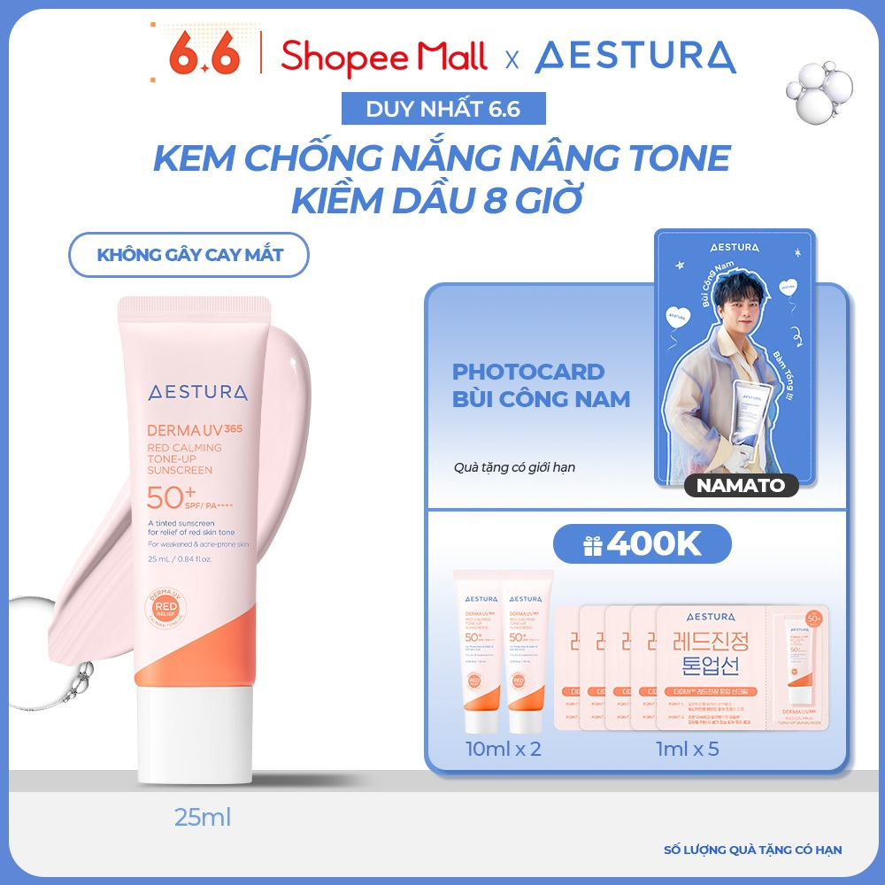 [TẶNG KCN x2 10ML] Kem chống nắng nâng tone AESTURA DERMA UV365 Red ...