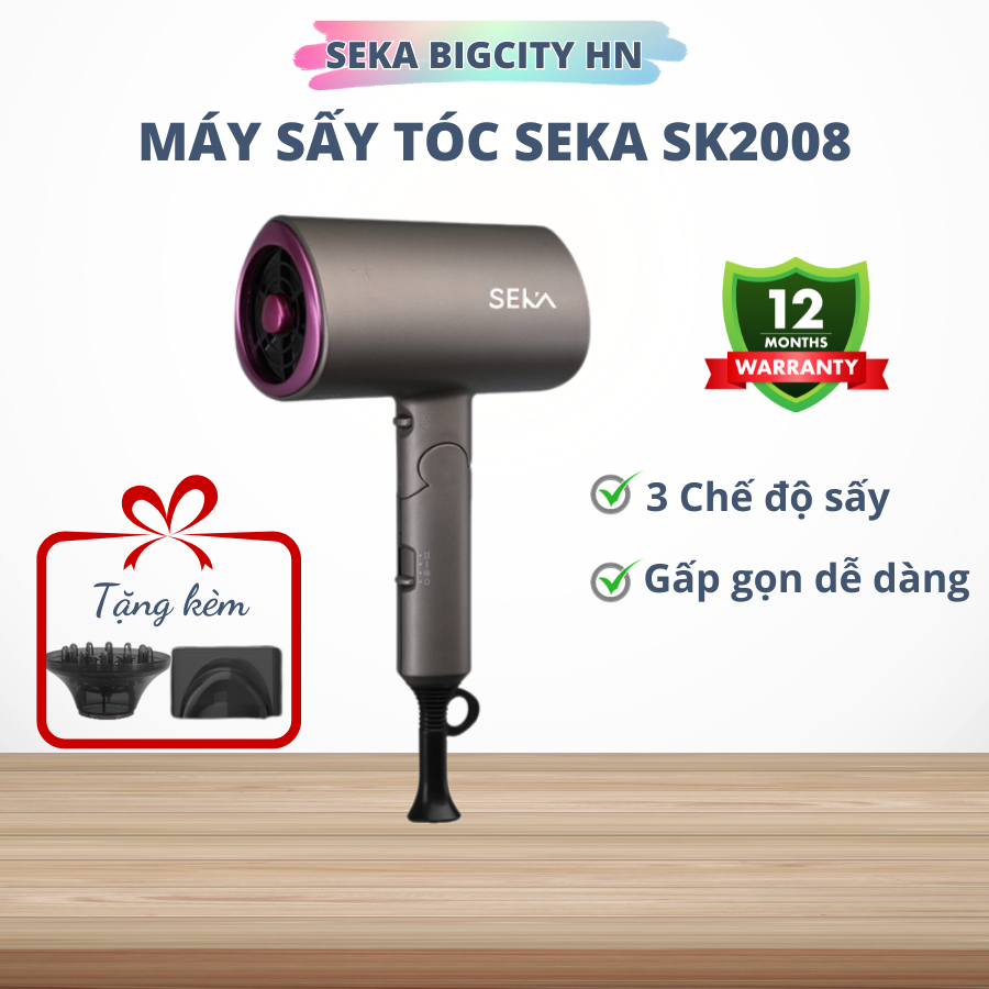 Máy sấy tóc gấp gọn Seka for your health SK2008, công suất lớn 2200W ...