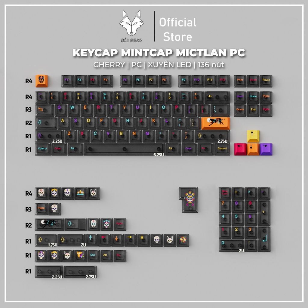 Keycap Cherry Mictlan PC Xuyên led Mintcap | Shopee Việt Nam