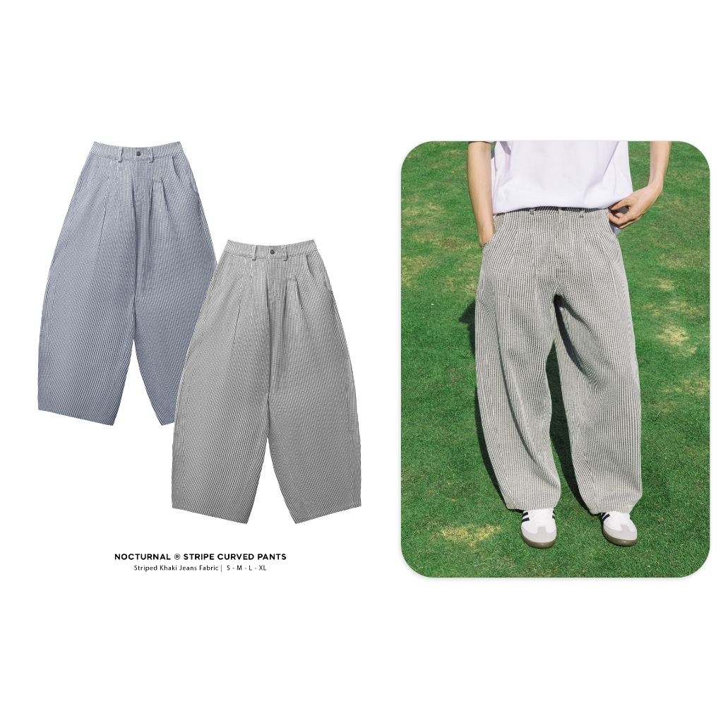 Quần Kẻ Sọc Ống Cong NOCTURNAL Stripe Curved Pants Kaki Jeans Unisex ...