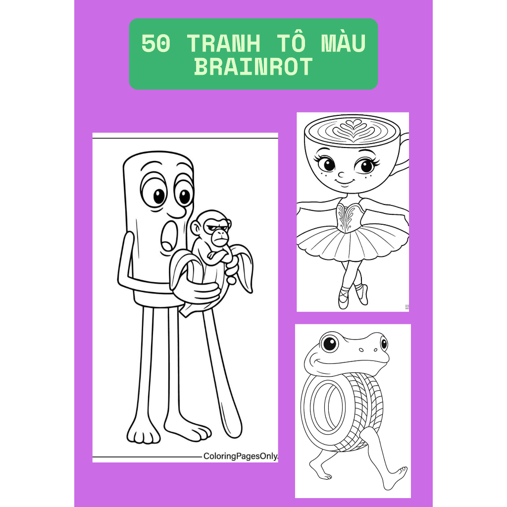 Bộ 50 tranh tô màu Brainrot tung tung tung sahur cho bé | Shopee Việt Nam