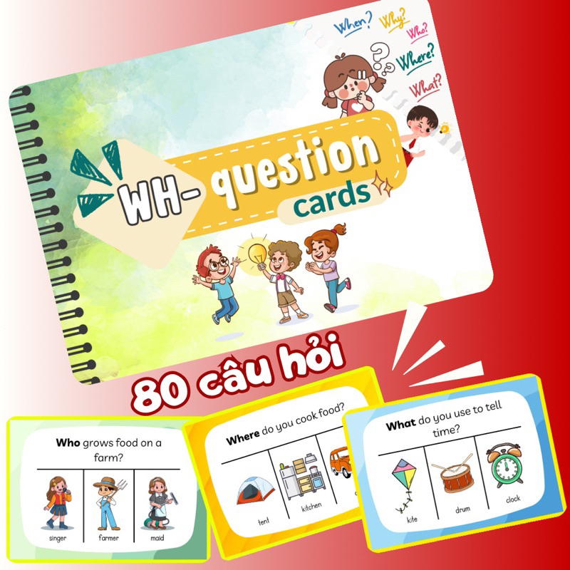 Flashcards WH - question giúp trẻ tư duy tiếng Anh | Shopee Việt Nam