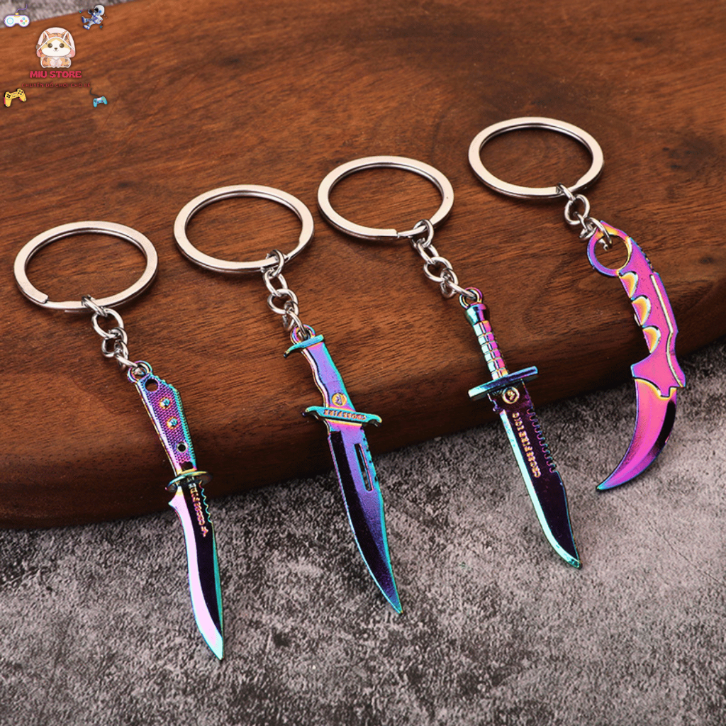 Móc khóa kim loại mạ titan các loại dao trong game CS GO, bayonet ...