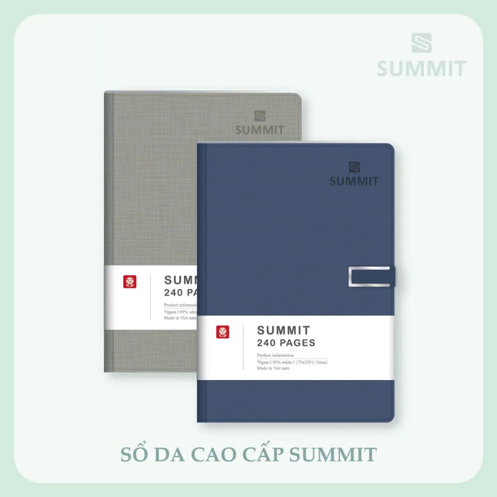 Sổ bìa da cao cấp SUMMIT 6 khuy bấm nam châm 200 trang 8427 - Kích ...