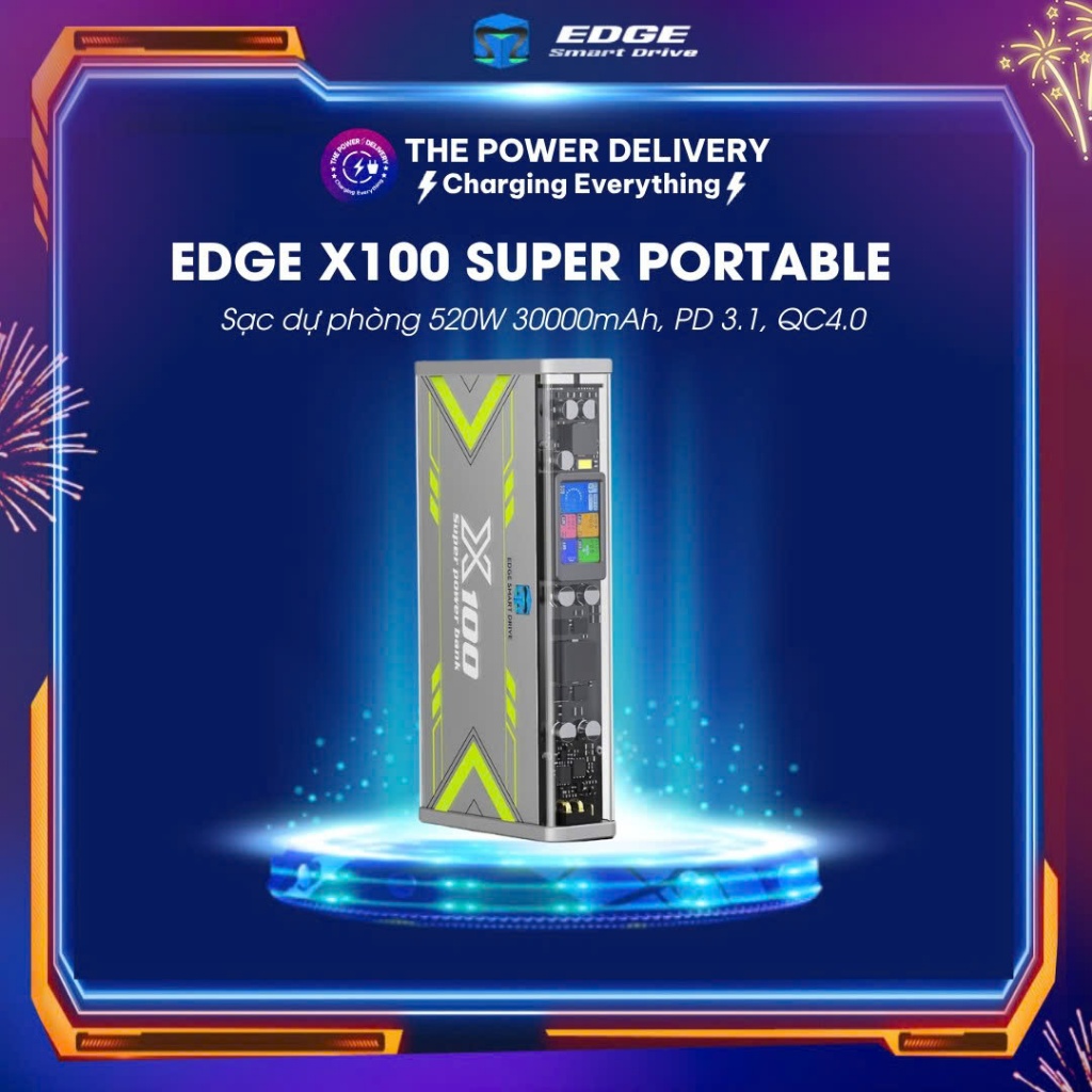 Pin sạc dự phòng EDGE SMART DRIVE X100 520W 30000mAh, DC Max 315W, PD 3.1, QC4.0 | Shopee Việt Nam