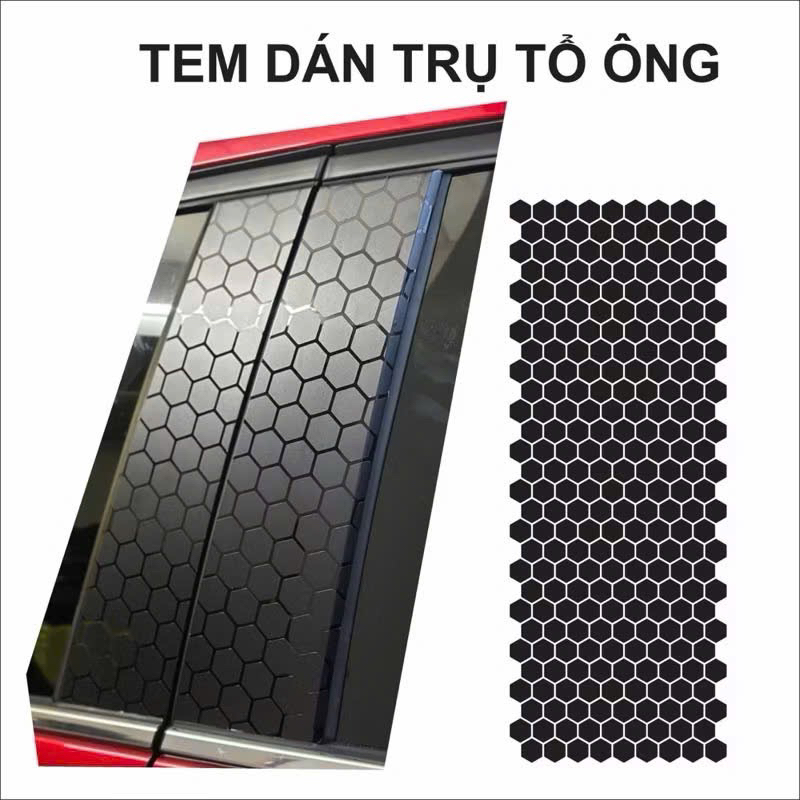 Decal đen mờ hoạ tiết tổ ong trang trí kính ô tô , dán trụ cửa ( dùng ...