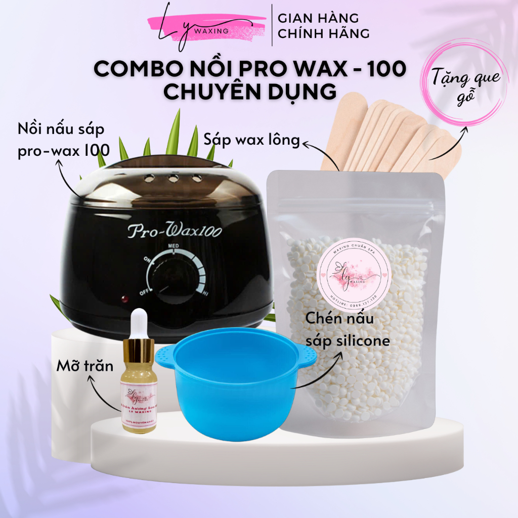COMBO Nồi Nấu Sáp WAX Lông Pro Wax 100 + Sáp Wax Tẩy Lông cao cấp LY ...