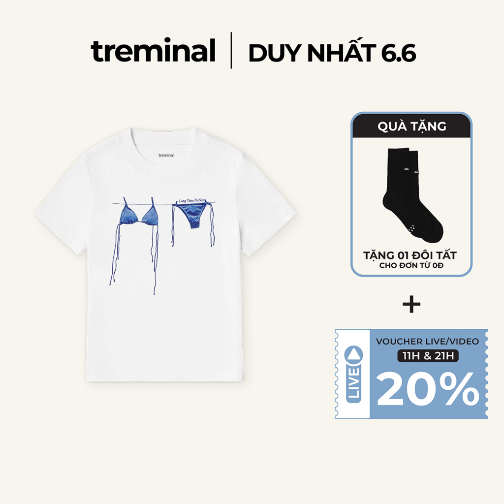 TREMINAL - Áo Thun Baby Tee LONG TIME NO SEA Đi Biển Mùa Hè Màu Trắng ...