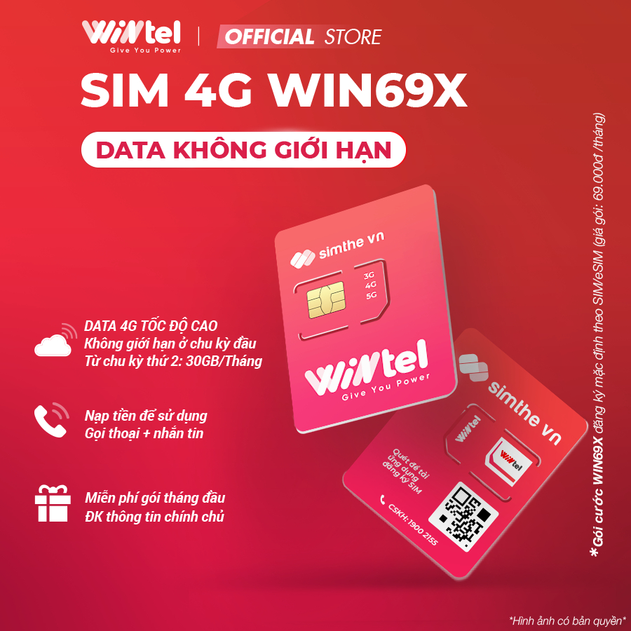 Sim WINTEL WIN69X - Data 4G Tốc Độ Cao Không Giới Hạn. Dùng Sóng ...