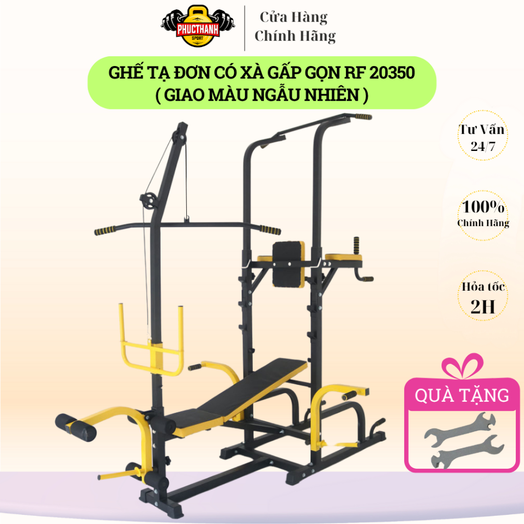 Ghế tập tạ đa năng xà đơn xà kép PT-20350 + Tặng kèm 2 khóa 13,17 + không kèm tạ và đòn tạ ...