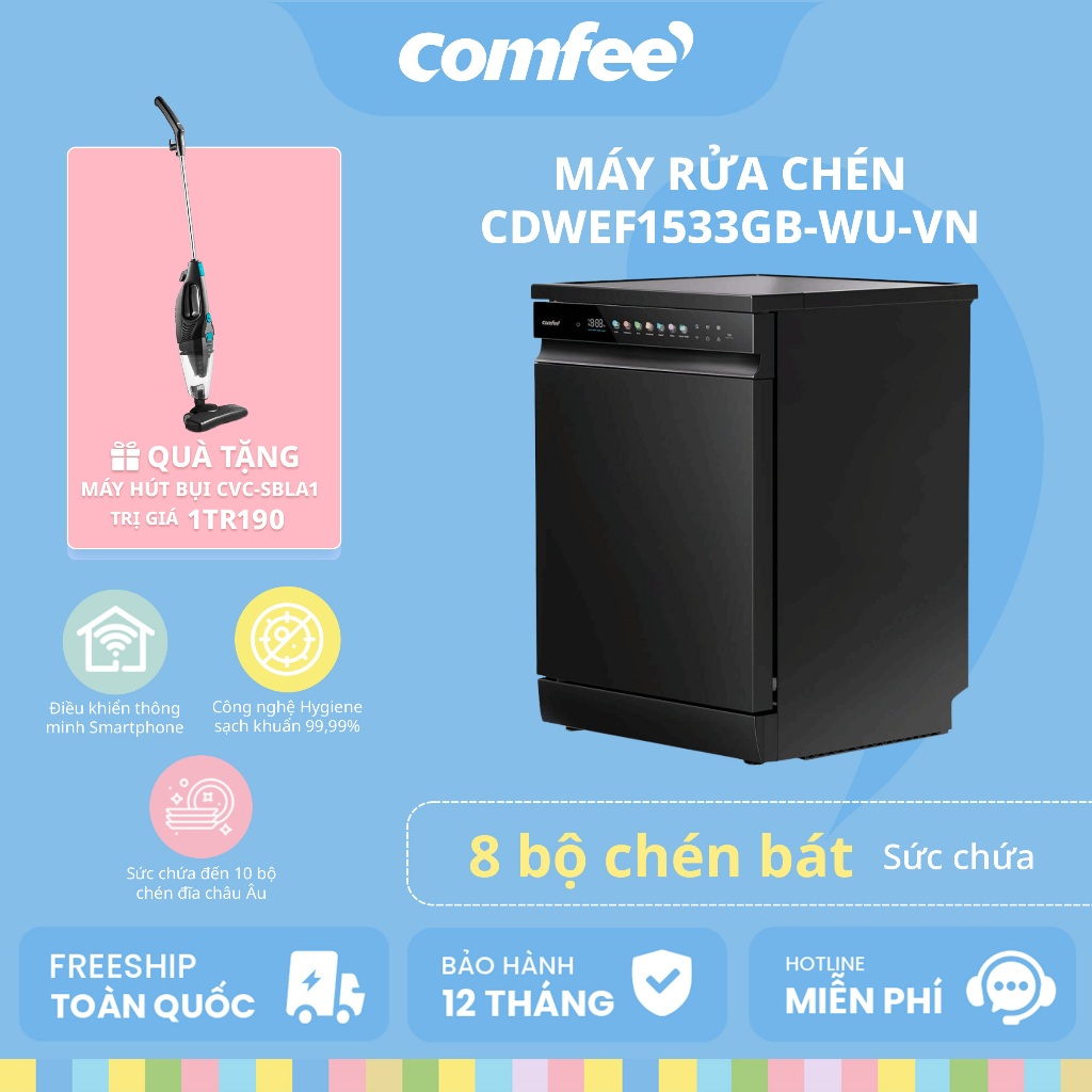 [MIỄN PHÍ GIAO LẮP] Máy rửa chén thông minh COMFEE CDWEF1533GB-WU-VN, Hàng chính hãng, Bảo hành ...
