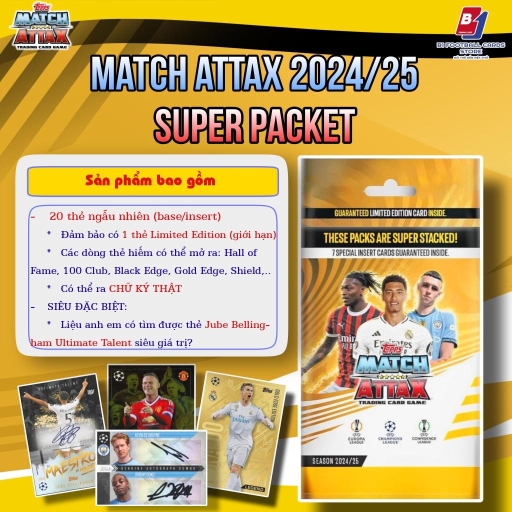 Super Packet - Siêu Gói Thẻ - Topps Match Attax 2024 2025 - Thẻ Cầu Thủ ...
