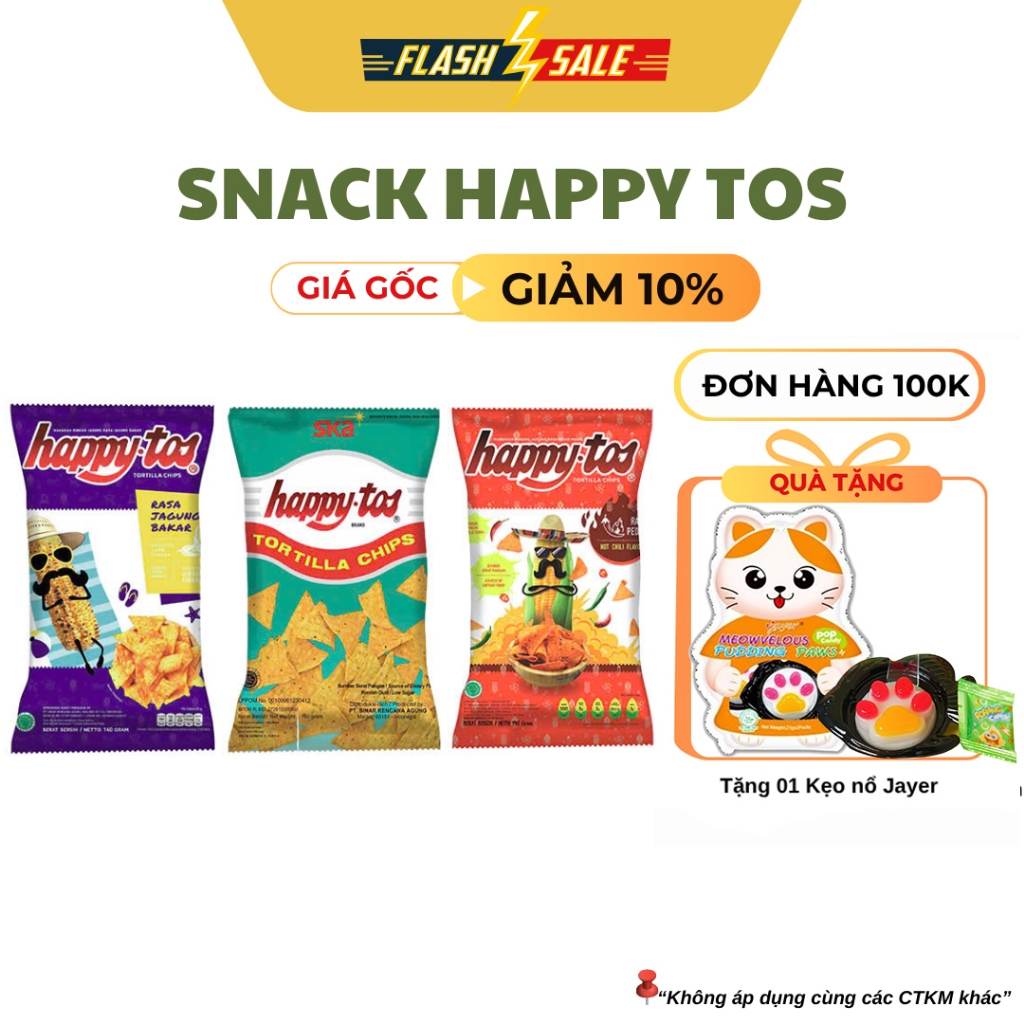 Snack Bắp Ăn Liền Happy Tos Đủ Vị Gói 140g - Nhập Khẩu Indonesia ...