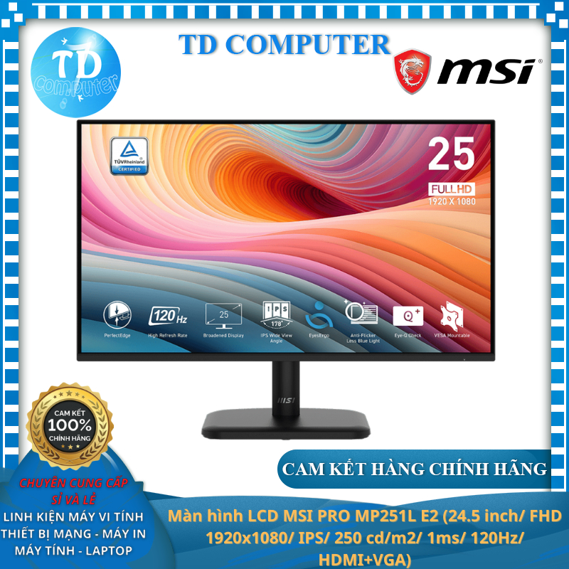 Màn hình LCD MSI PRO MP251L E2 (24.5 inch/ FHD 1920x1080/ IPS/ 120Hz ...