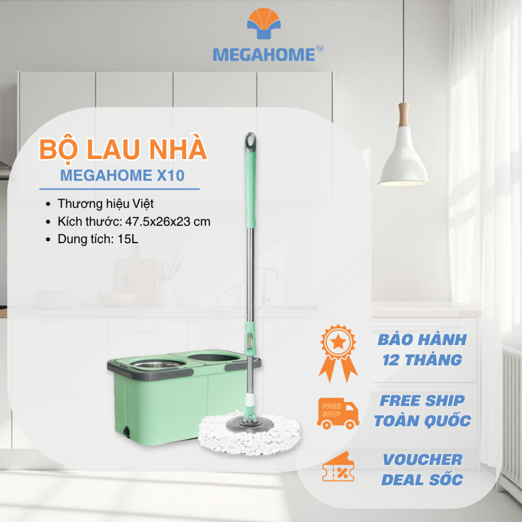 Bộ Lau Nhà Tách Nước Thông Minh Megahome X10 - Công Nghệ Tách Nước Sạch & Bẩn Tiên Tiến | Shopee ...