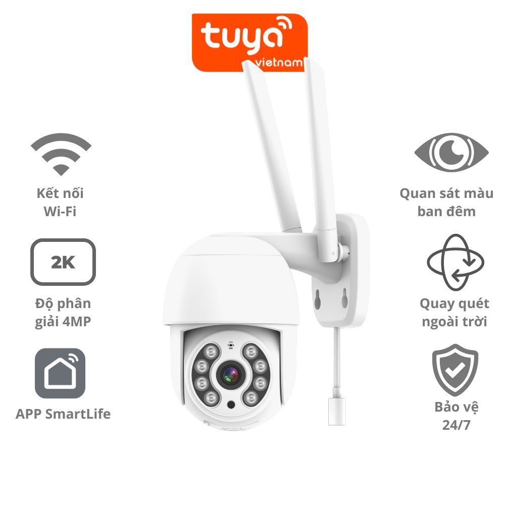 Camera Wifi TUYA 4MP Ngoài Trời, Xoay 360 độ, Theo Dõi Chuyển Động, Đèn ...