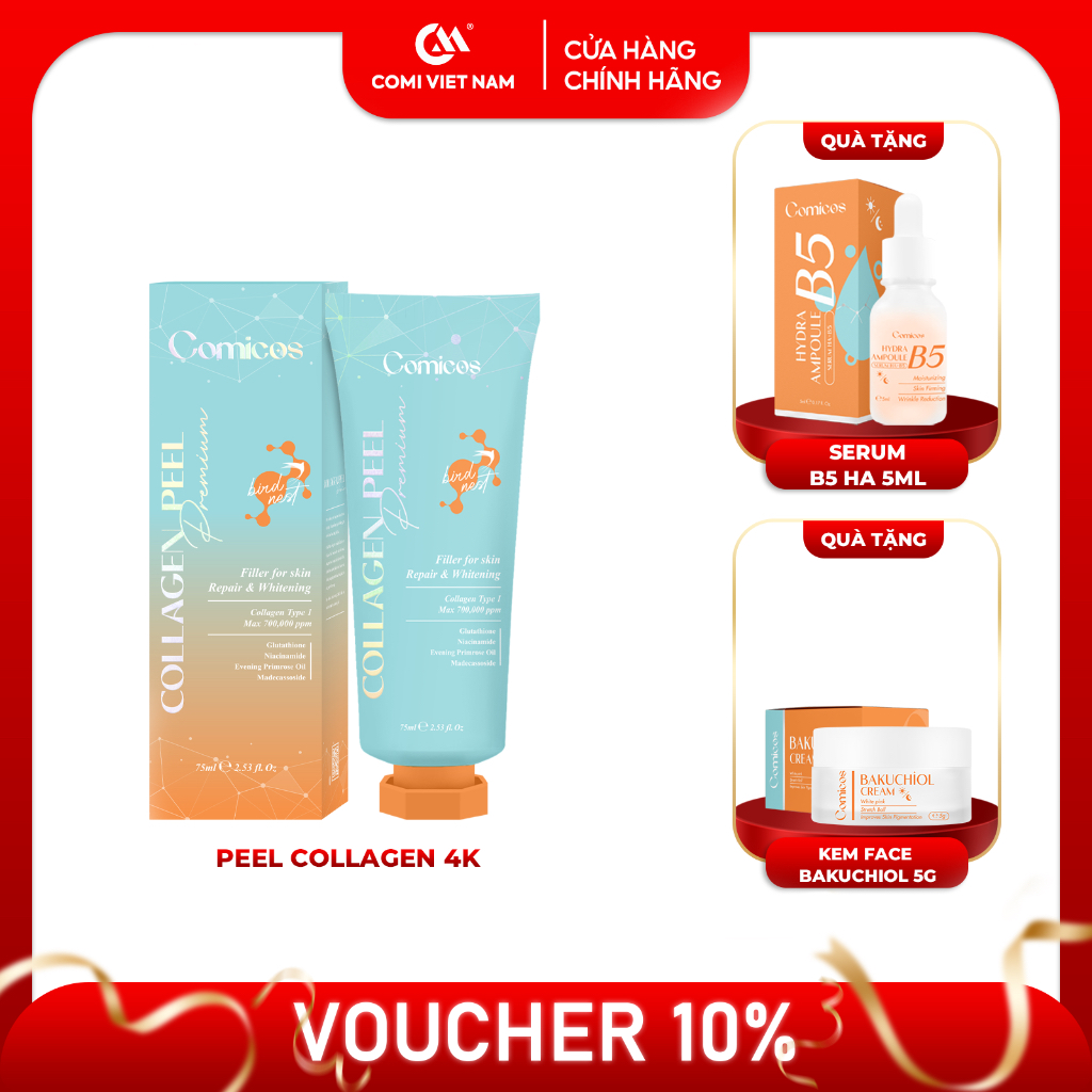 Peel da collagen Comi mờ nám sạm 75g tặng serum B5 5ml và kem face ...