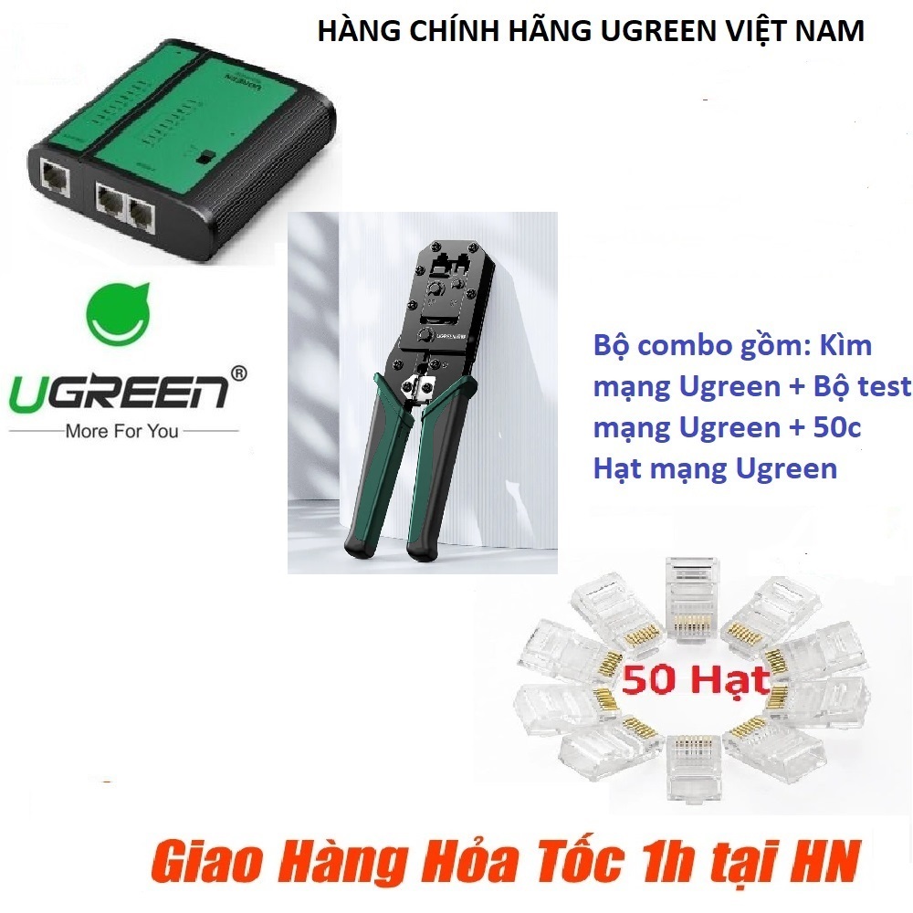 Combo Kìm mạng Ugreen 70683 + Bộ test mạng Ugreen 10950 + 50c Hạt mạng ...