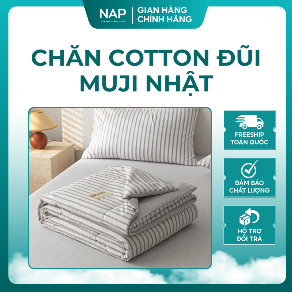 Chăn Hè Cotton Đũi Muji Japanri Phong Cách Nhật Hàn Nhẹ Nhàng, Đơn Giản Size 2mx2m3 - Nap ...