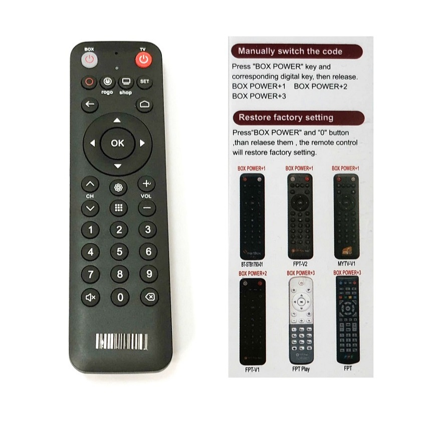 Remote Điều Khiển Dùng Cho Hộp Tivi FPT Play Box VNPT TV Box MyTV ...