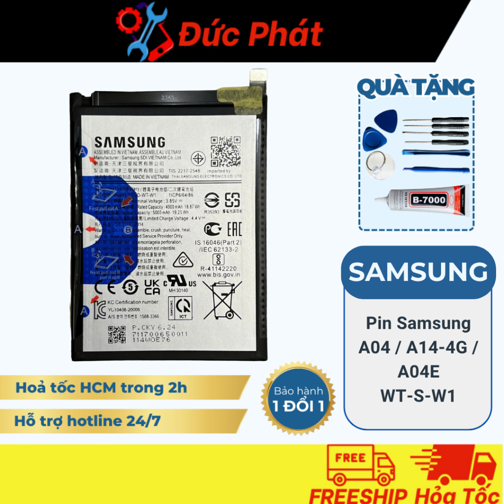 PIN SAMSUNG A04 / A04E / A22 5G / M04 / A14 4G / WT-S-W1 (TẶNG BỘ SỬA ...