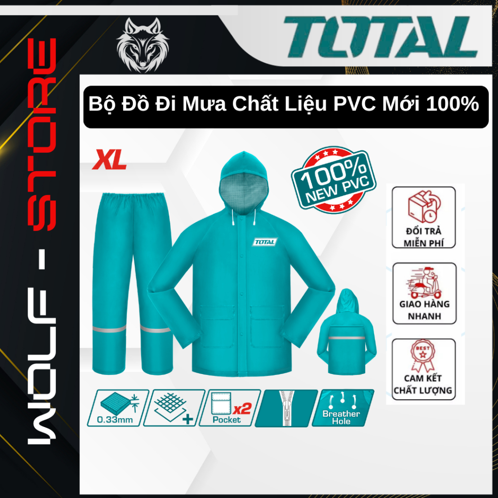 Bộ Đồ Đi Mưa TOTAL THTRS031.XL | Chất Liệu PVC Mới 100% | Không Thấm ...